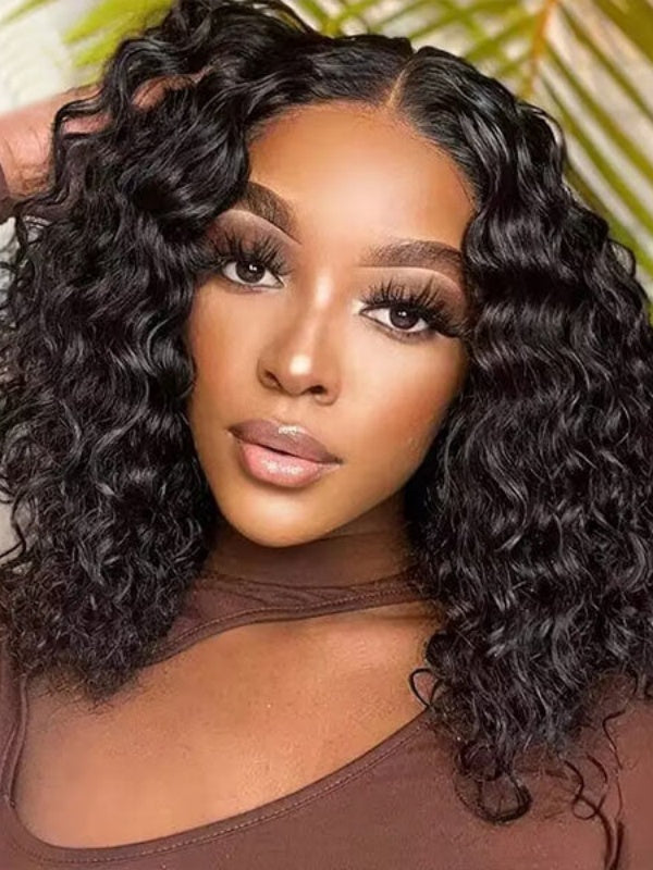 Doubleleafwig 100% Virgin Human Hair Deep Wave HD Glueless Lace Fronta ...