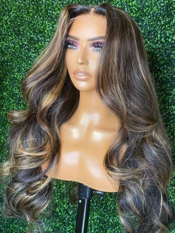 Doubleleafwig Ombre Highlight Color 100% Human Hair HD Lace Front Wig ...