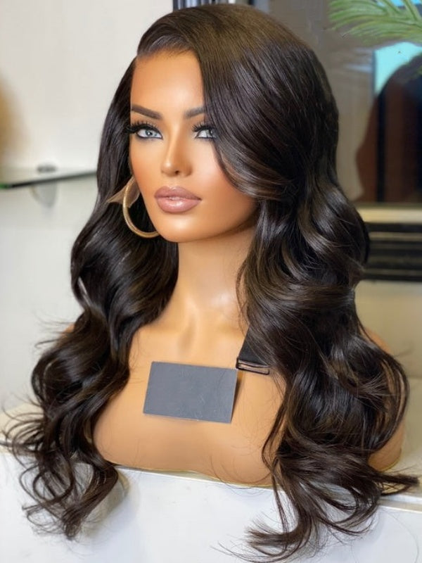 Doubleleafwig 100% Human Hair HD Lace Front Wig Body Wave Glueless Lon ...
