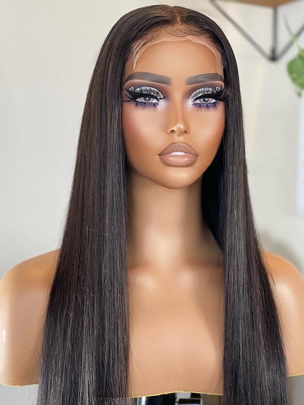 Straight Middle Part Full Lace Wigs Natural Hairline With Baby Hair D1 ...